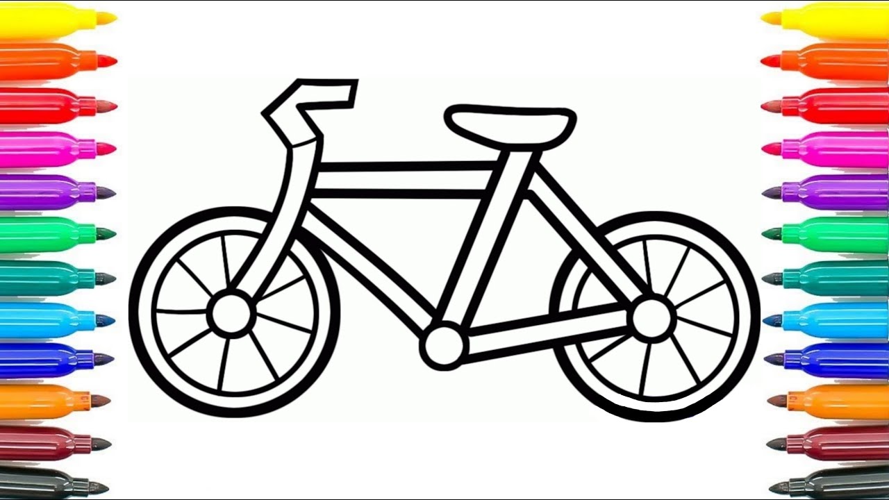 Bycicle Easy Drawing, Painting and Coloring for Kids, Toddlers | Come ...