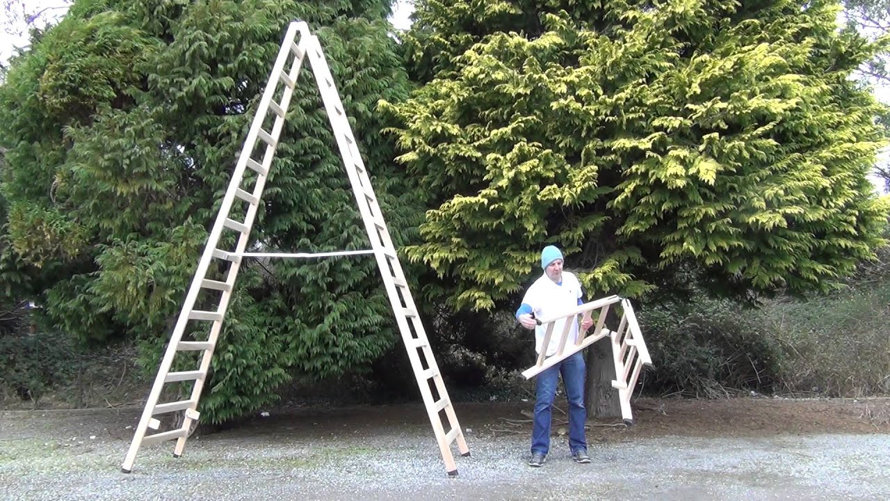Double Sided Wooden Step Ladder | Stradbally Ladders - YouTube