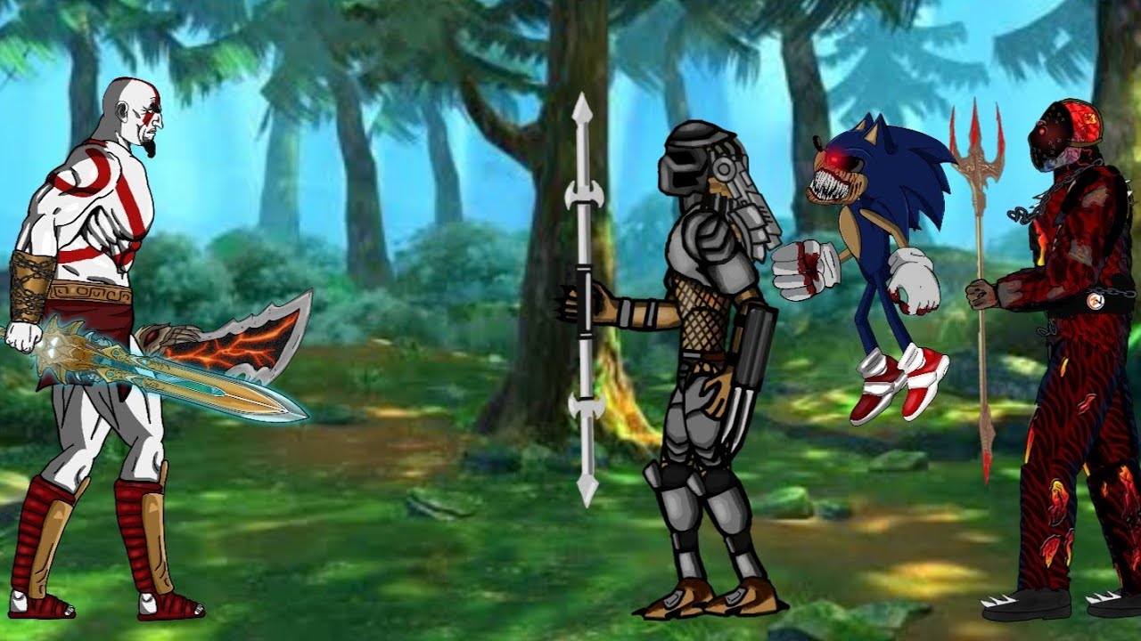 God Of War Kratos Vs Savini Jason, Sonic Exe, Predator[Dc2] - YouTube