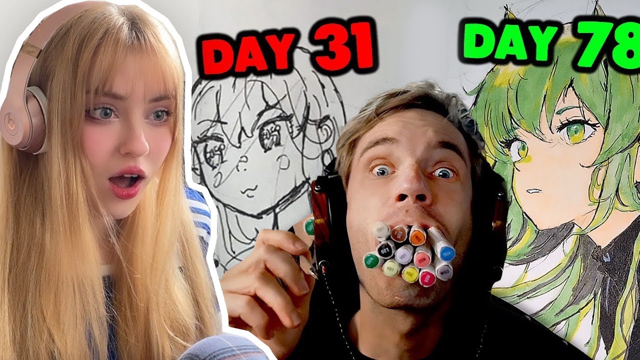 PEWDIEPIE IS A NEW ART YOUTUBER? | artist's reaction 100 days drawing ...
