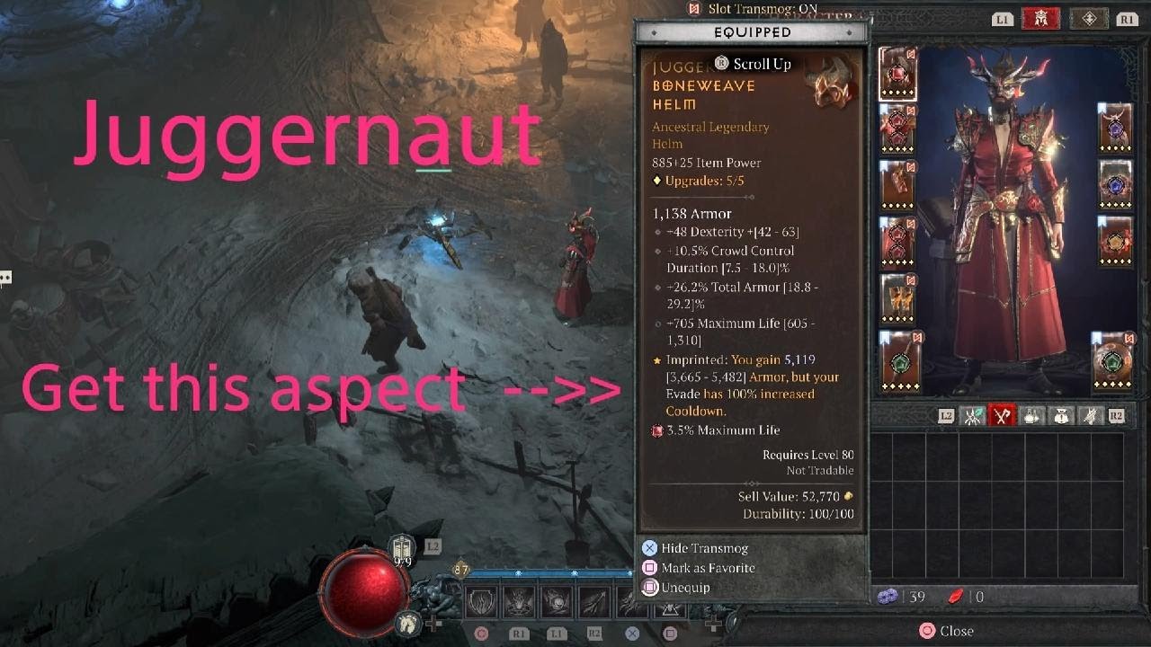 Diablo IV Juggernaut aspect double your armor season 3 - YouTube