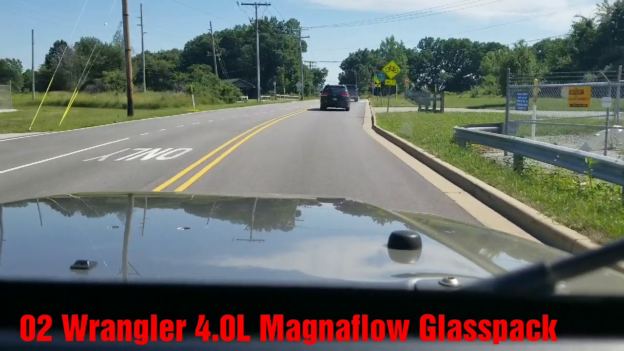 02 wrangler 4.0L magnaflow glasspack - YouTube