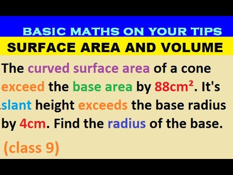 Curved surface area of cone exceed base area by 88cm². It's slant ...