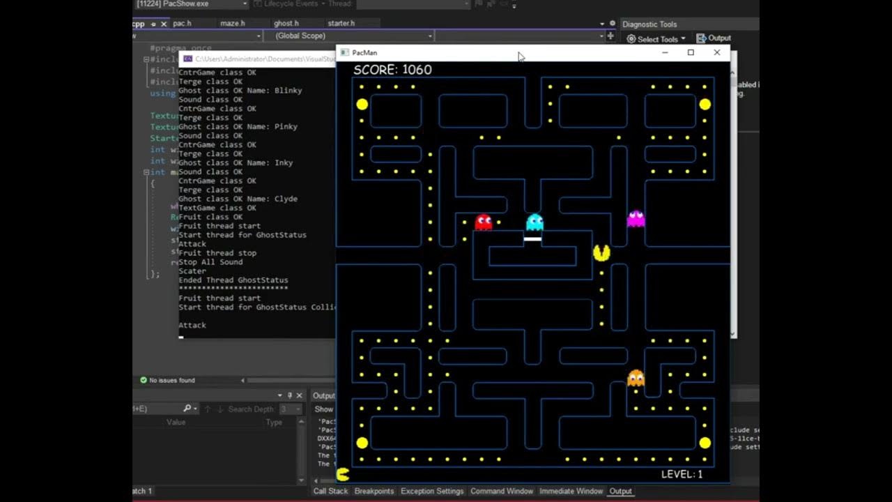 C++ Pacman Visual Studio 2024 - YouTube