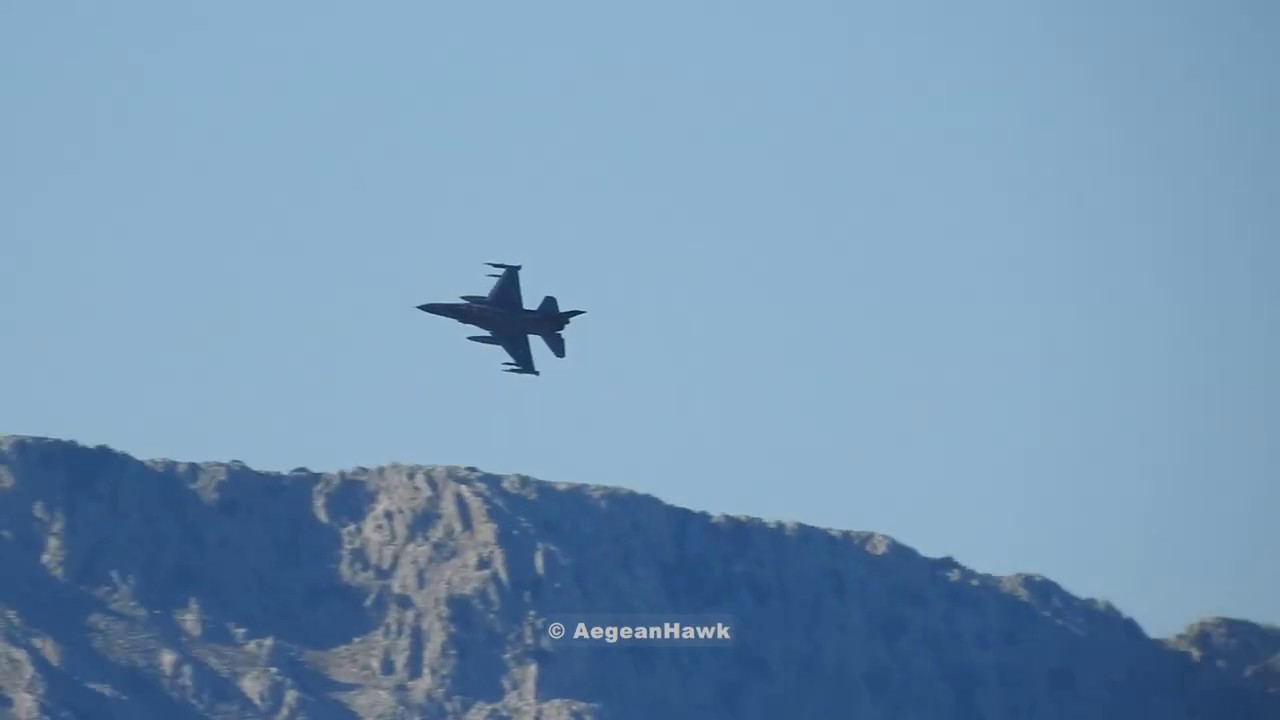 Hellenic Air Force armed pair of F16 over Chios island east coast ...