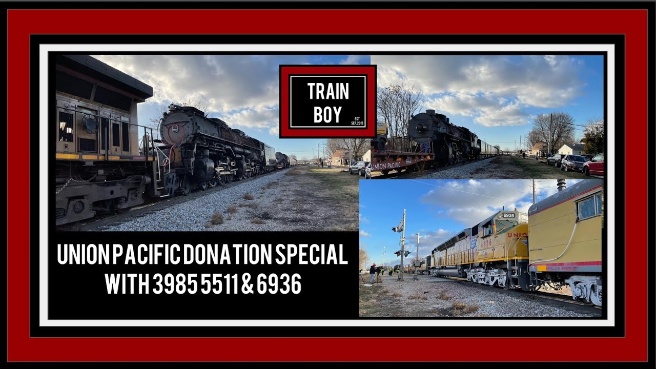 Union Pacific Donation Train with Challenger 3985, Santa Fe Type 5511 ...