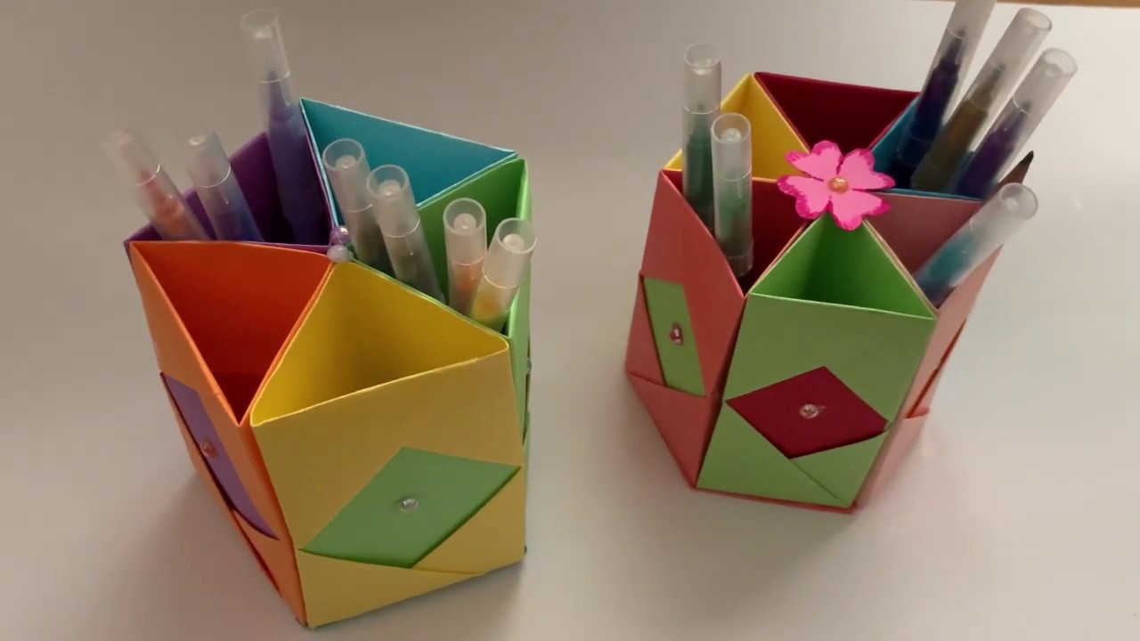 How to make pen stand/DIY Pen stand/pencil holder - YouTube
