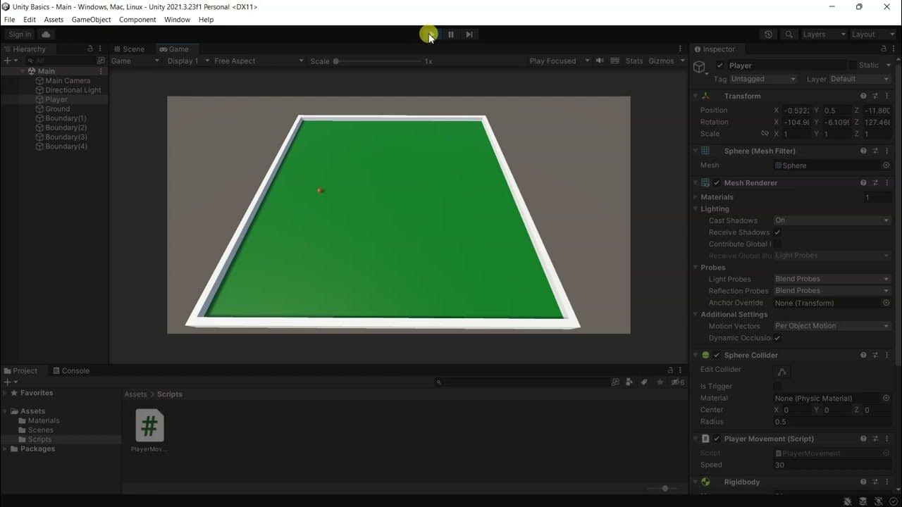 Unity C# Script: Simple Player Movement Learning Project - YouTube