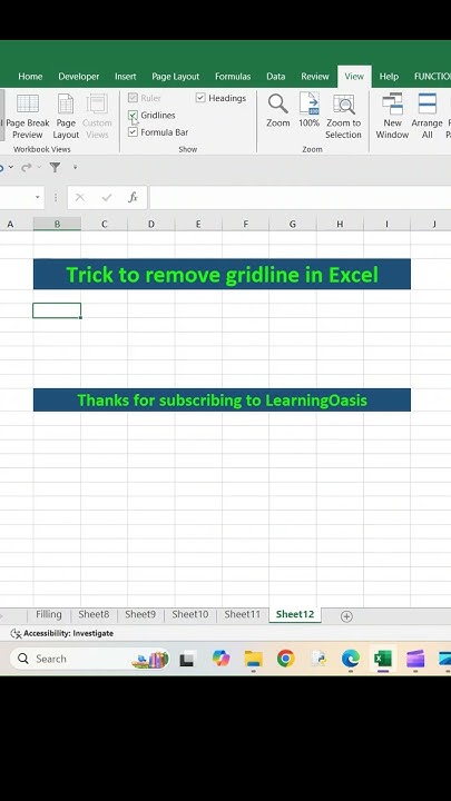 π₯crazy Trick To Remove Gridline In Excel Tips And Tricks π―π« Exceltips Shortvideo Trick 3