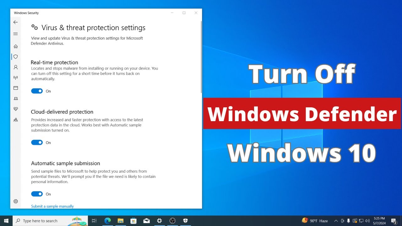 How to Turn Off Windows Defender in Windows 10 - YouTube