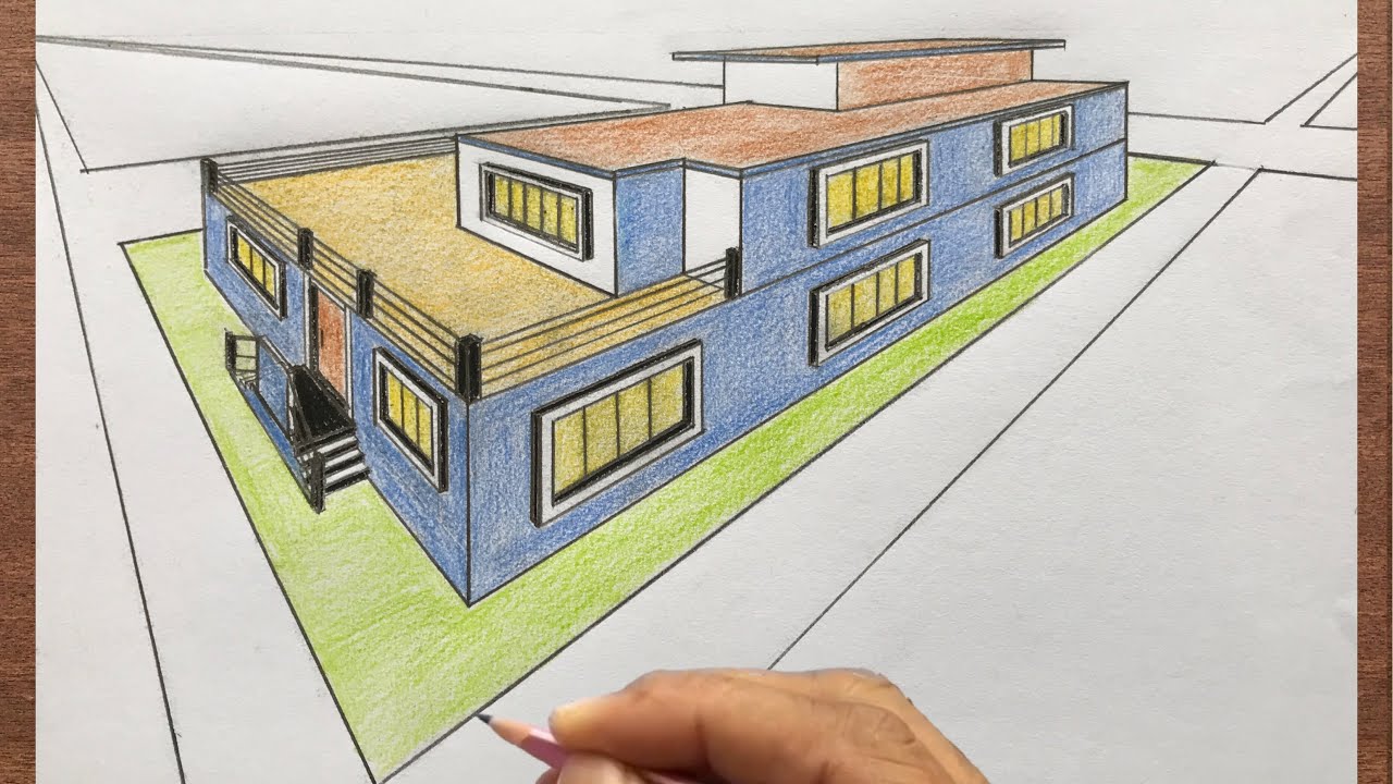 How to Draw a House in Two-Point Perspective Step by Step - YouTube