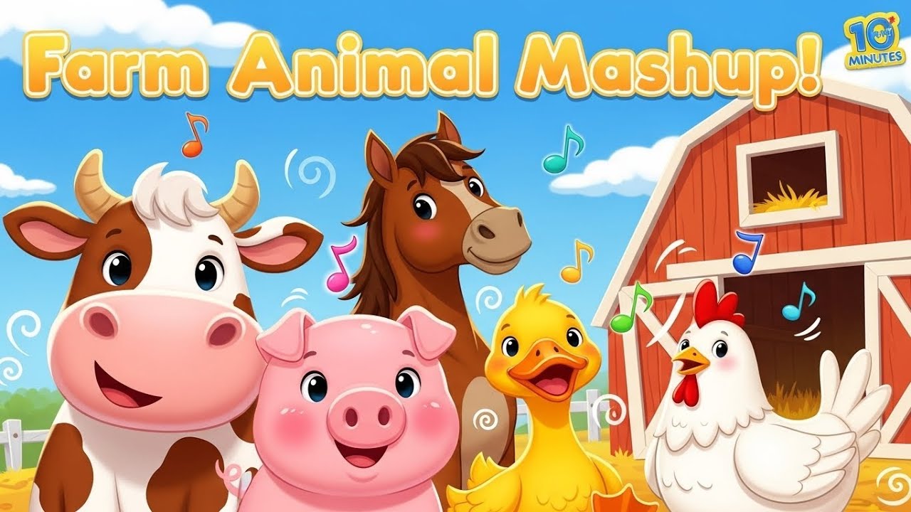 Farm Animal Sound Mashup | Fun Barnyard Learning for Kids | Buzzy Tune ...