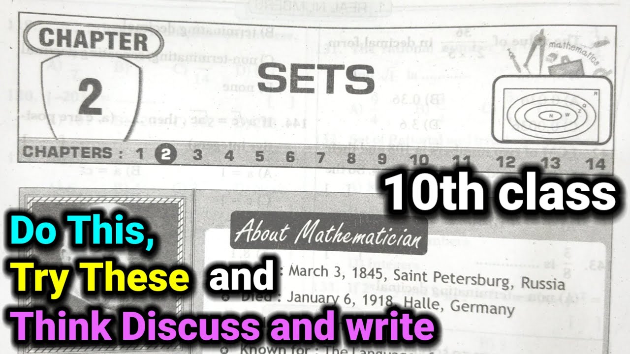 10th class | Maths | 2. SETS chapter | Do This | Try These | Think ...