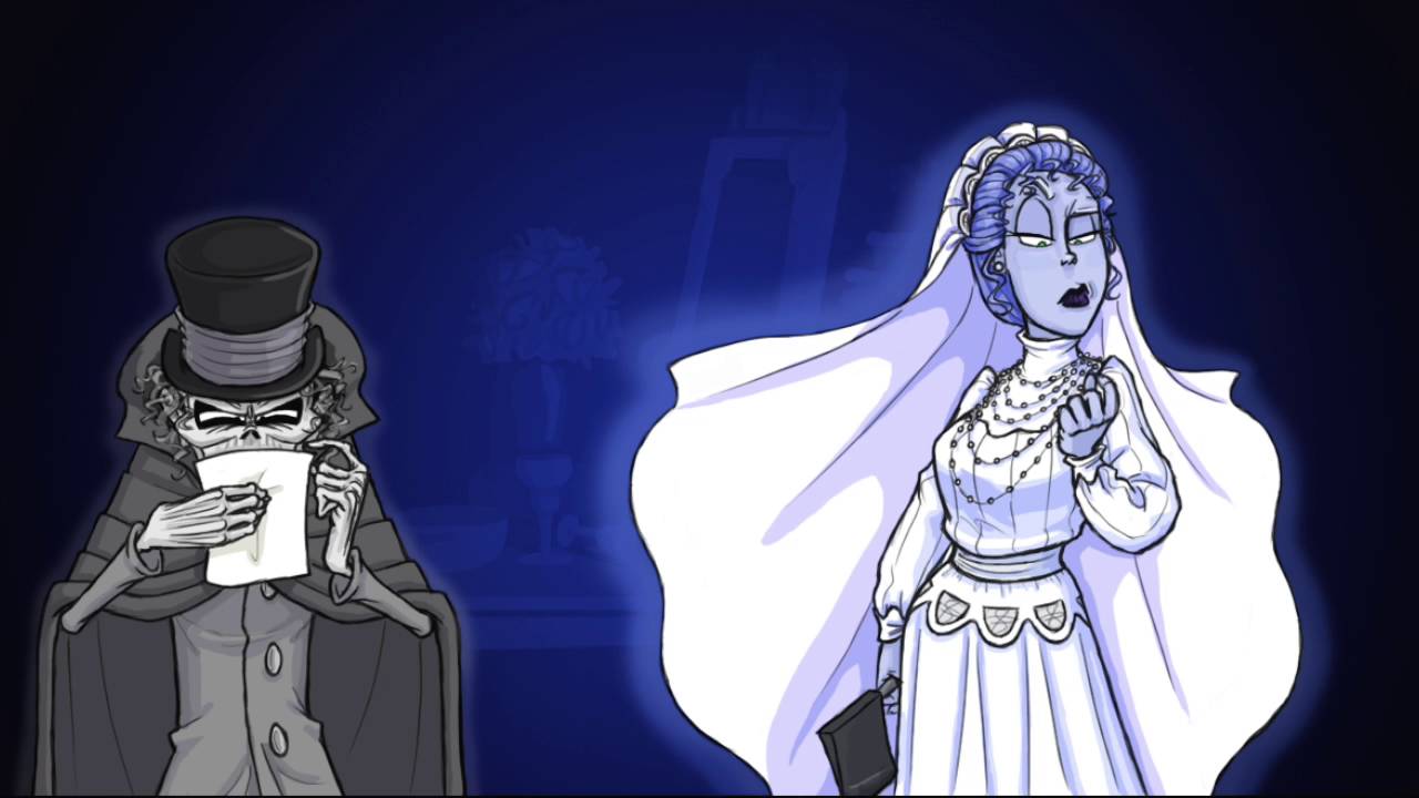 Haunted Mansion Cartoon - The Hatbox Ghost in "Never think out loud ...