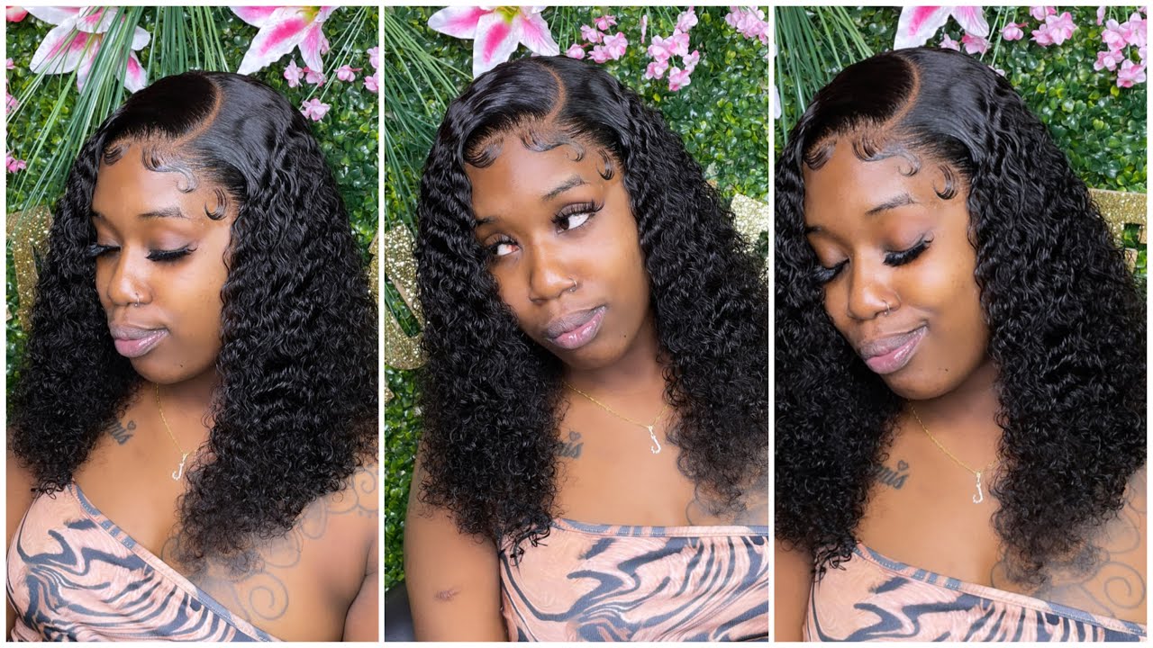 Pretty Long Curly Bob look|Step by Step Lace Front Wig Installing ...