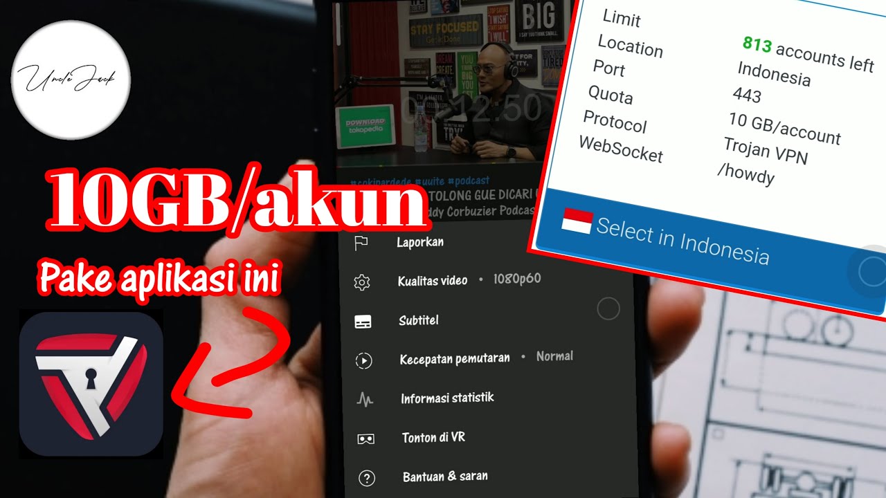 INTERNET GRATIS | Cara buat akun HOWDY TROJAN VPN 10GB/akun - YouTube
