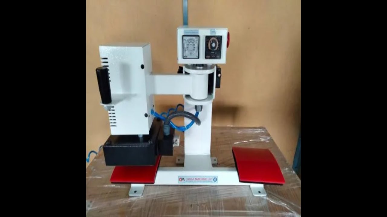 Dual Bed Pneumatic neck label transfer machine C0606 D - YouTube