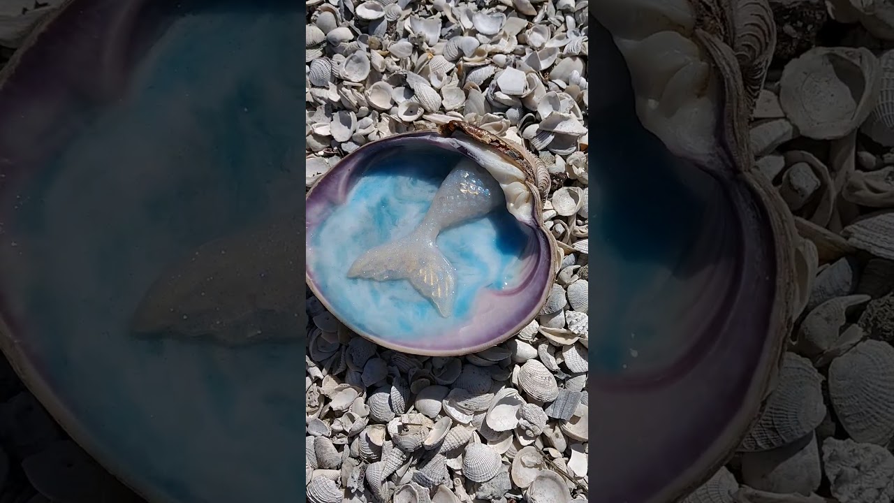 Purple Clam with Mermaid Tail filled with Resin Seawater (PRPLCLAMMT1 ...