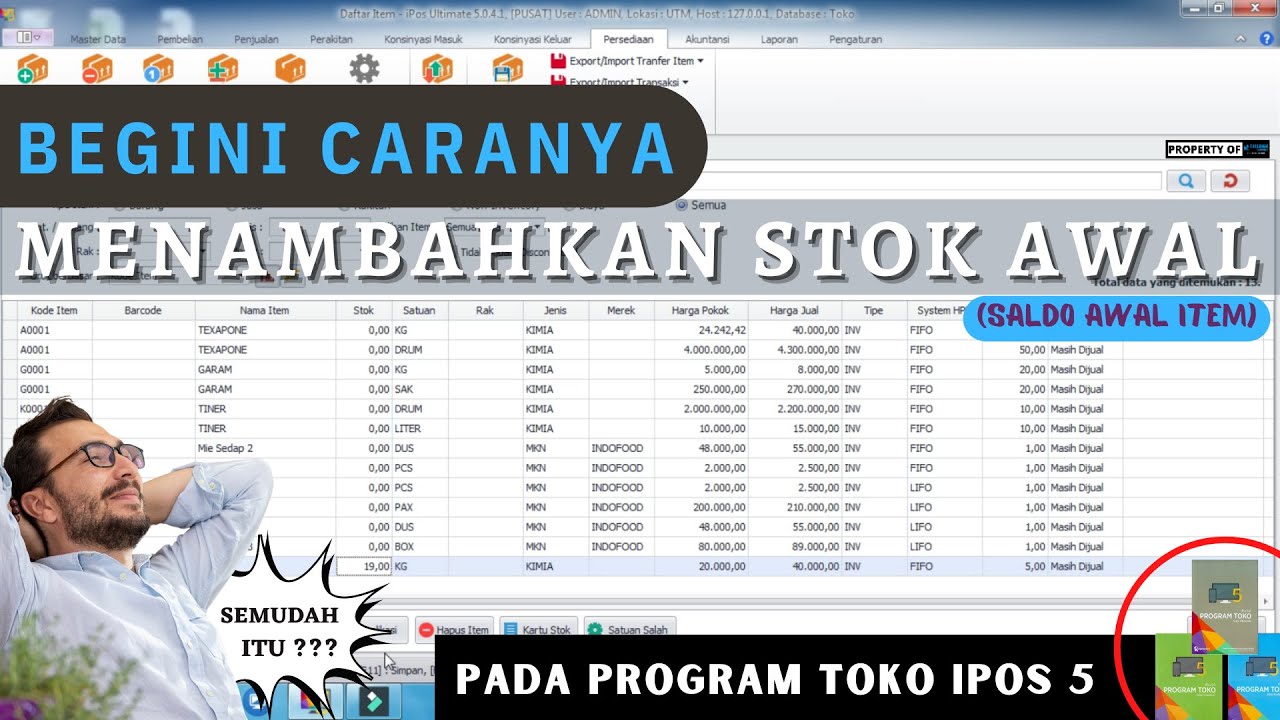 MELAKUKAN INPUT STOK AWAL (SALDO AWAL ITEM) PADA PROGRAM IPOS 5 #tutorialipos - YouTube