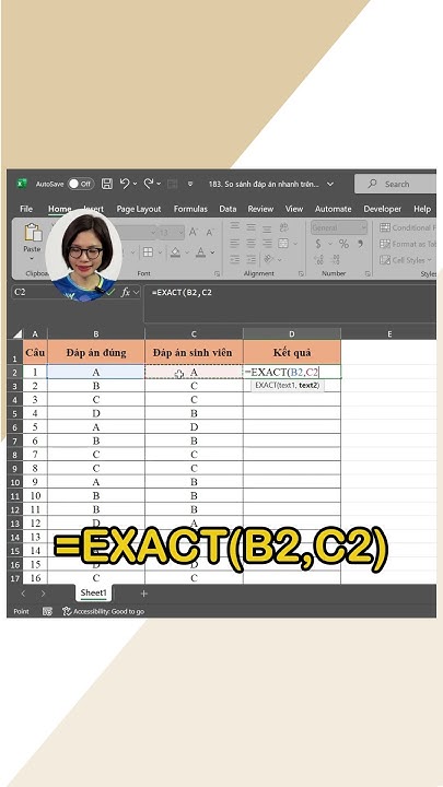 So sánh dữ liệu bằng hàm Exact | Tô Thu Hoàn #excel #tothuhoan #shorts #exceltips - YouTube