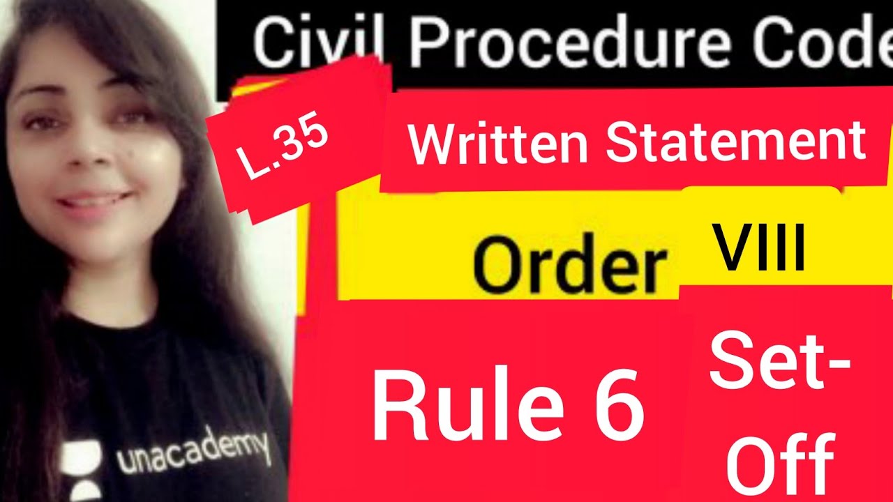 Set-Off | Order VIII Rule 6 | Lecture on CPC #order8 #setoff # ...