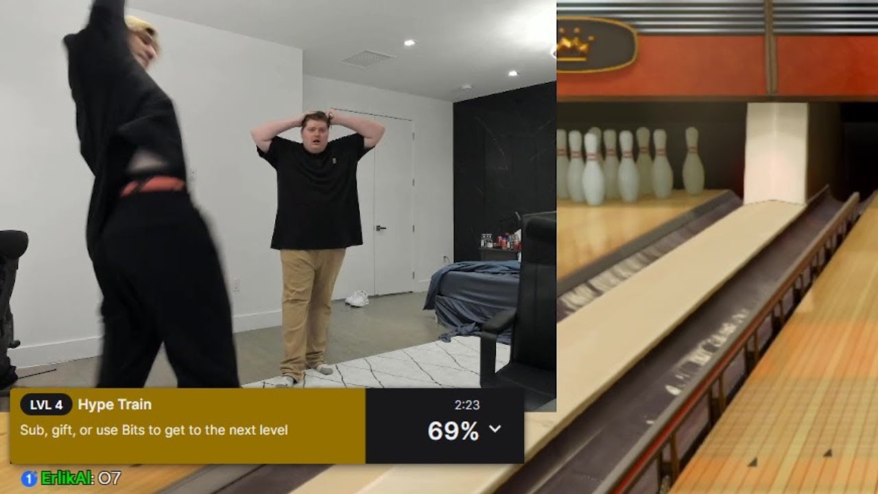 xQc Falls on the Floor throwing a Virtual Bowling Ball - YouTube