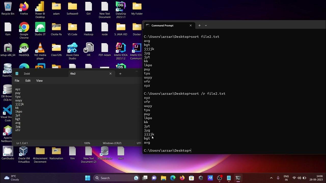 How to sort file using cmd - YouTube