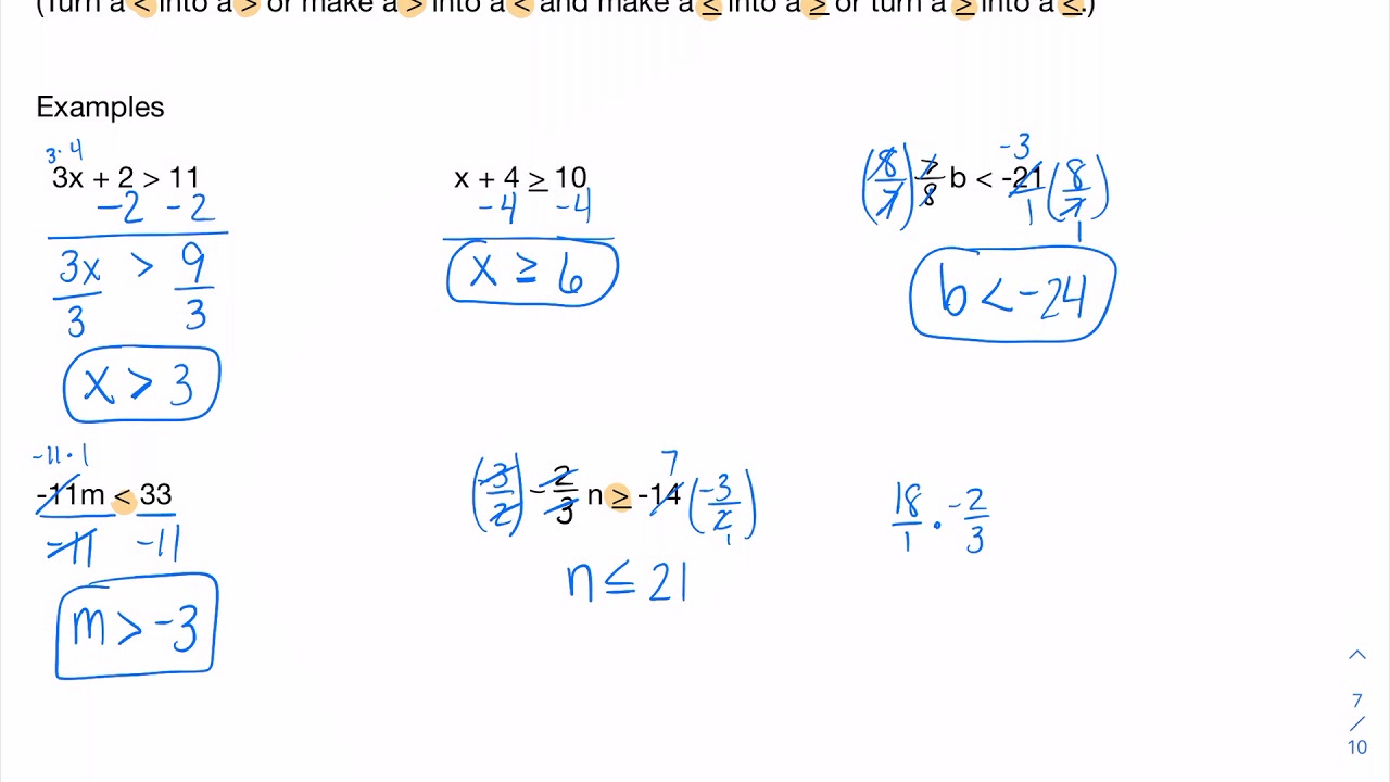 3.11 Solving inequalities with one variable - YouTube
