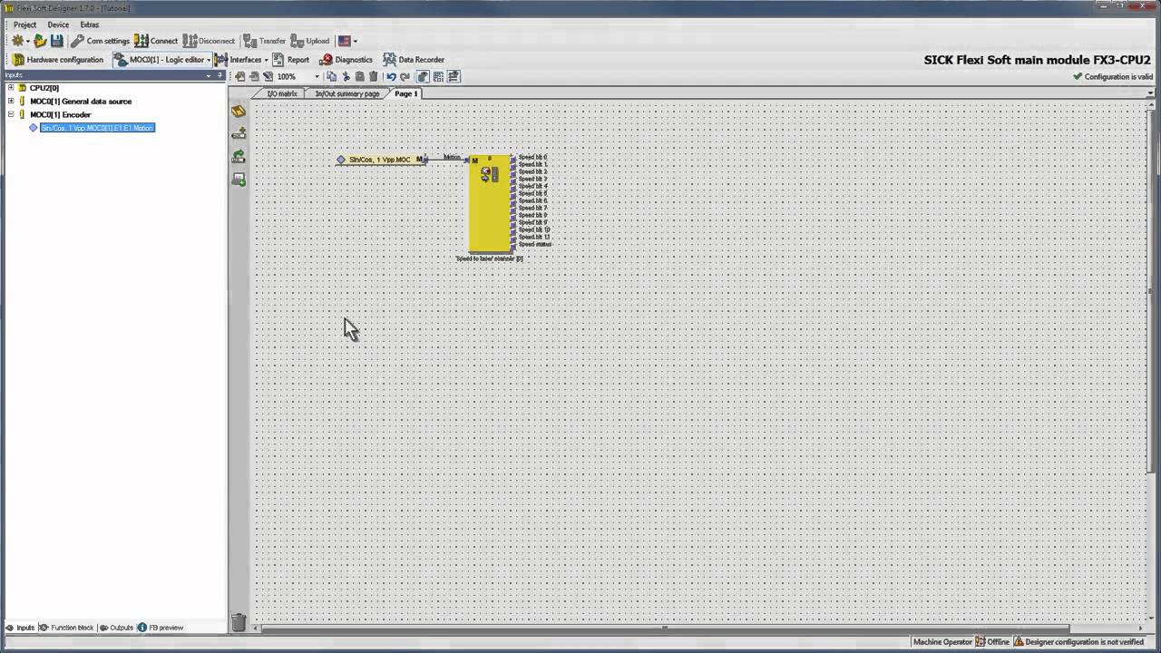 9 Drive Monitor configuration in Flexi Soft Designer speed to laser ...