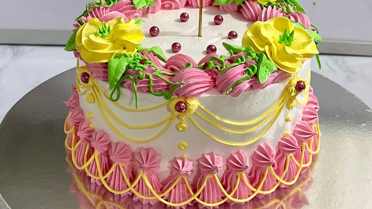 Make a Cake with me |full tutorial| vintage cake|cake decoration ...