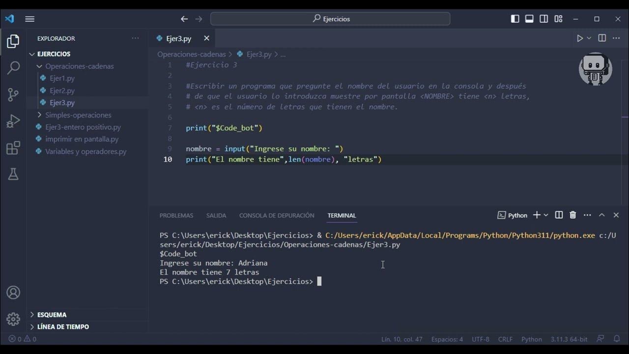 PROGRAMA EN PYTHON | EL NUMERO DE LETRAS QUE TIENE UNA FRASE / ASMR ...