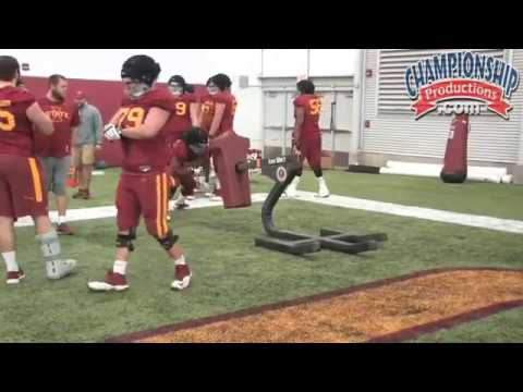 Offensive Line Form Blocking with Sled Drill Featuring Iowa State's Tom ...