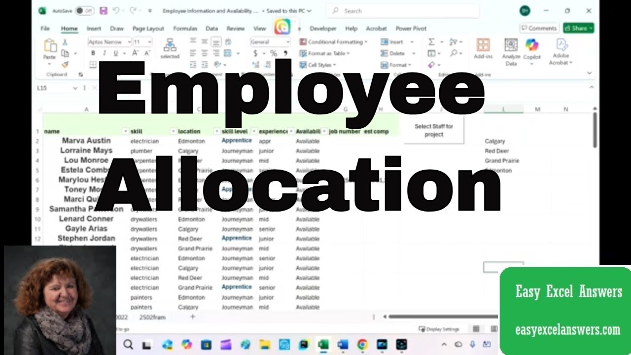 Employee Allocation and Project Staffing in Excel - YouTube