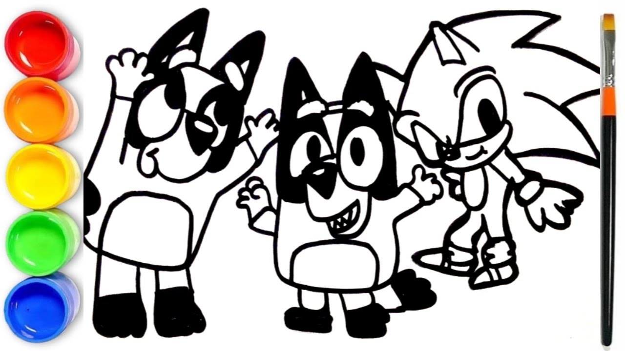 How to draw Bluey and Her Friends, Bluey, Bingo, Sonic the Hedgehog ...