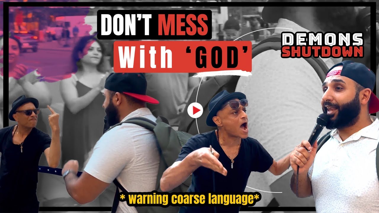 God shuts down angry demons as hostile heckler pulls in large crowd ...