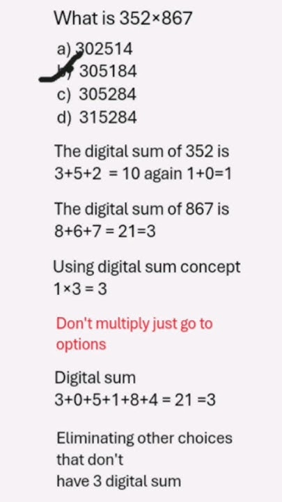 Choose your answers without doing actual calculations(Digital sum method) - YouTube