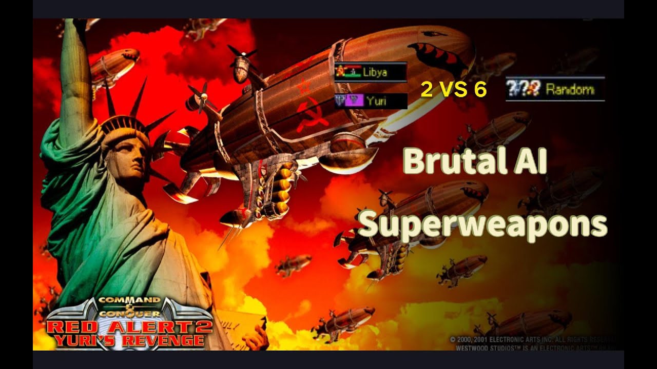 Red Alert 2 - Yuri & Libya 2 vs 6 Brutal AI + Superweapons - YouTube