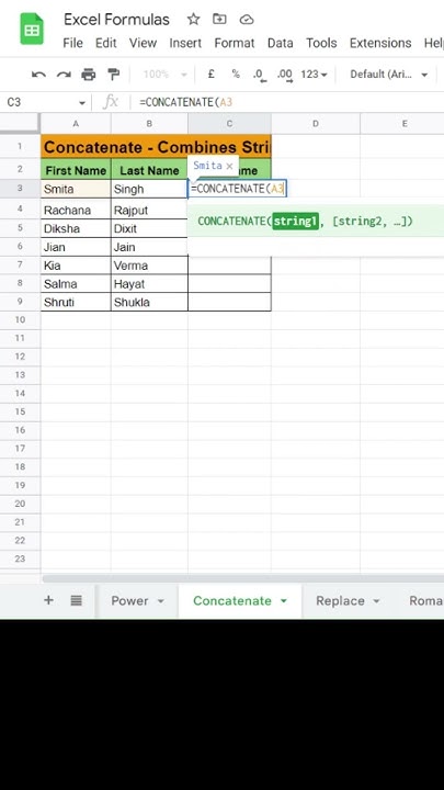 Use Of Concatenate Function And Formula In Excel Shorts Concatenate Concatenation