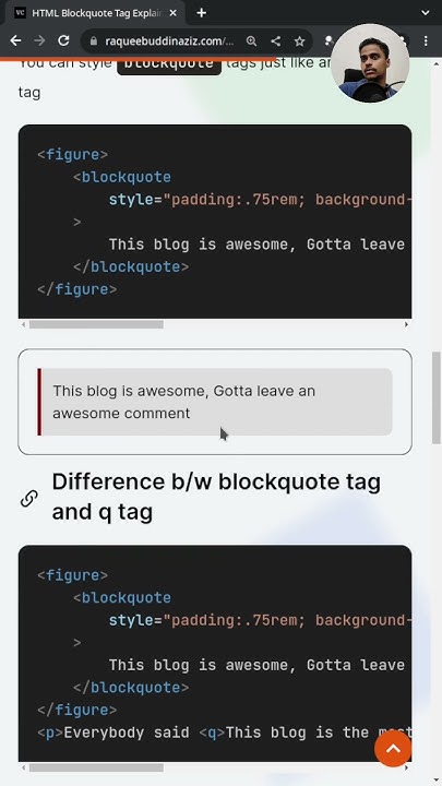 Html Blockquote Tag Explained Shorts Html Guide Coding Htmltags Html5 Youtube