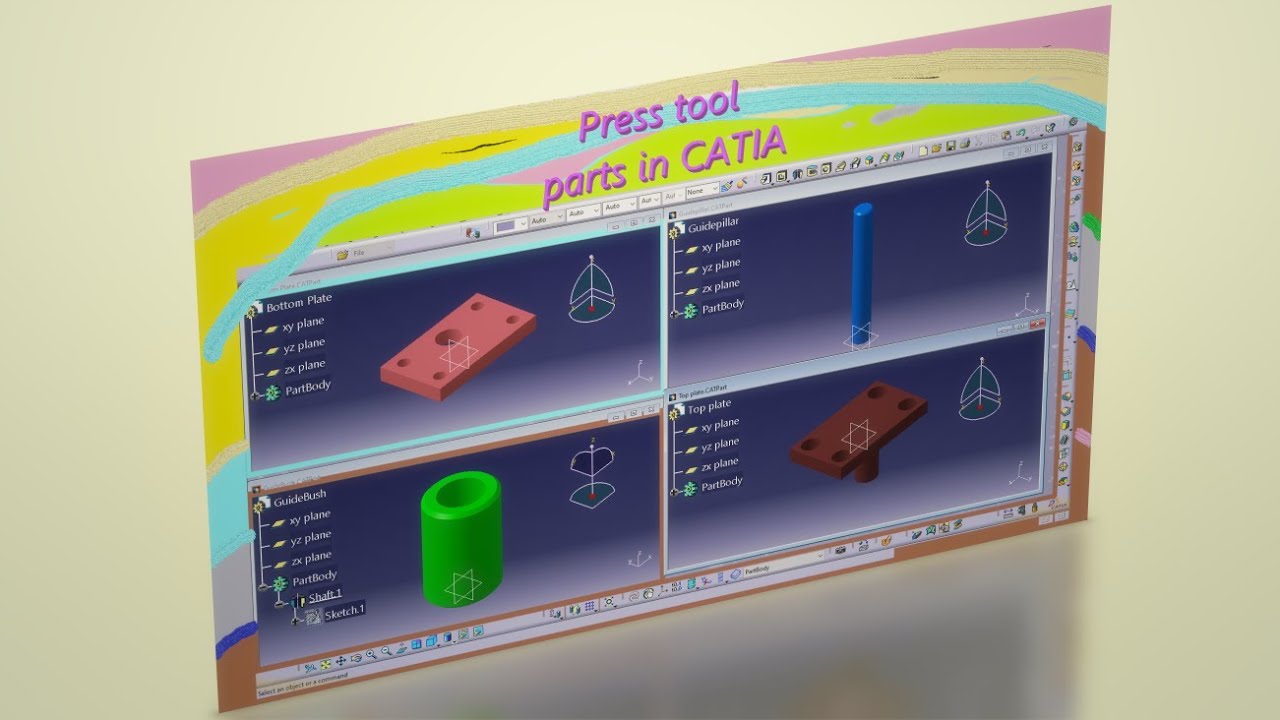 Press tool parts design in CATIA. - YouTube