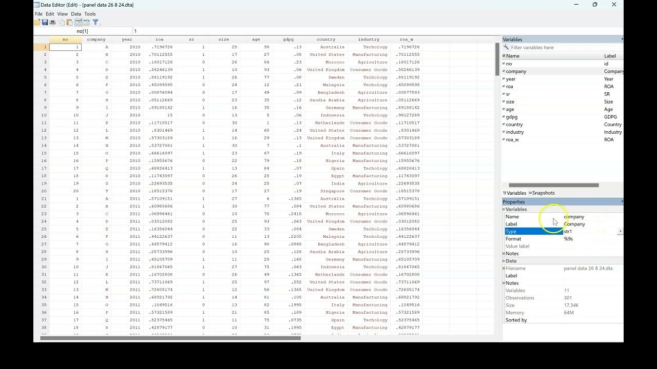 Simple Steps in Stata Video 9 - Encoding String to Numeric Variable - YouTube
