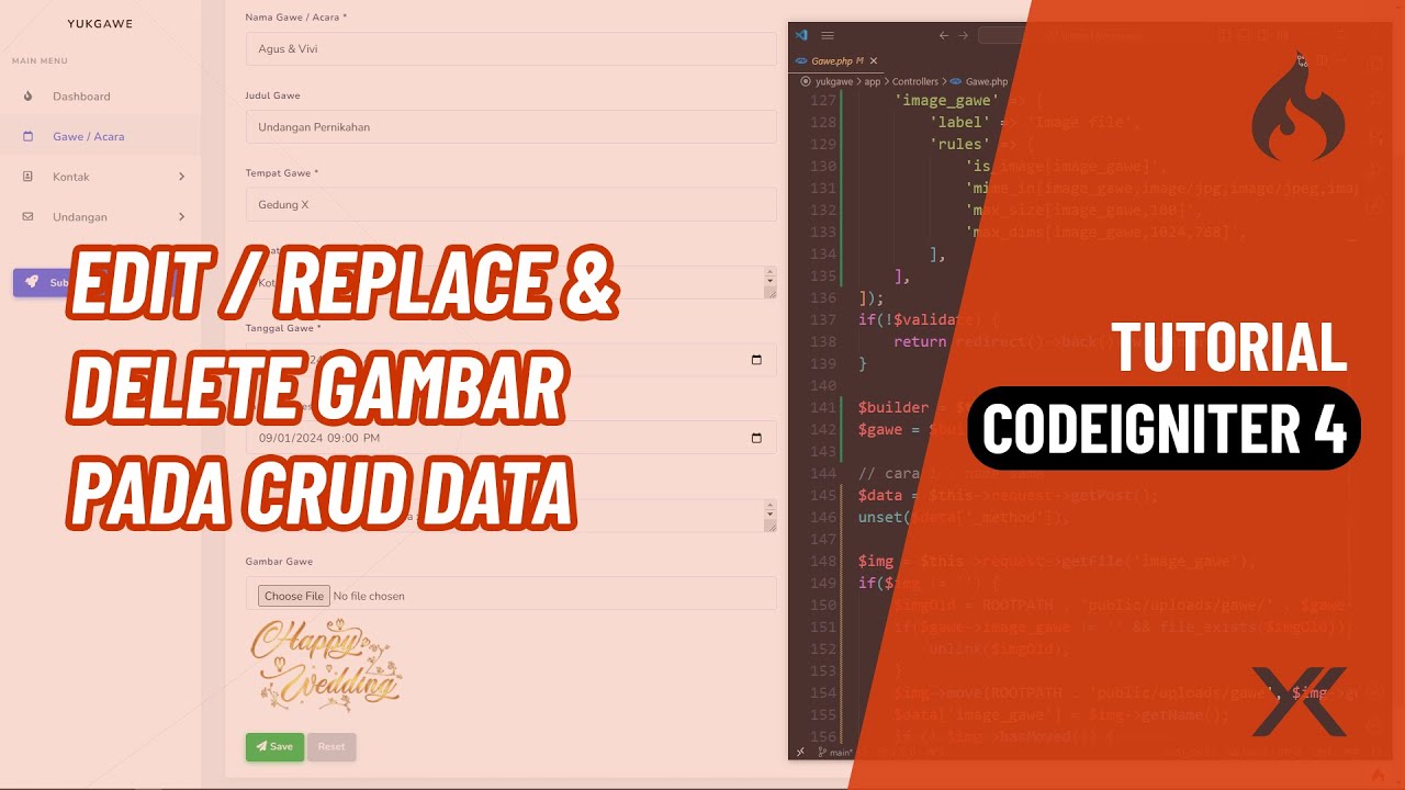 Replace And Delete Gambar Pada Crud Ci4 42 Youtube