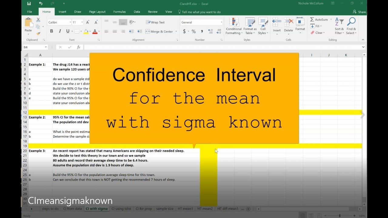 Confidence Interval for the Mean with Sigma Known - YouTube