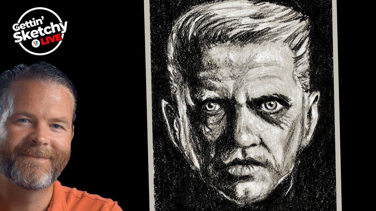 Drawing a Portrait with Black Pencils and White Charcoal - Live Drawing ...