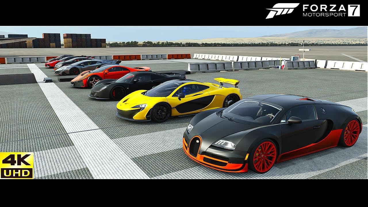 Top 12 Fastest Hypercars Drag Race in Forza Motorsport 7 - YouTube