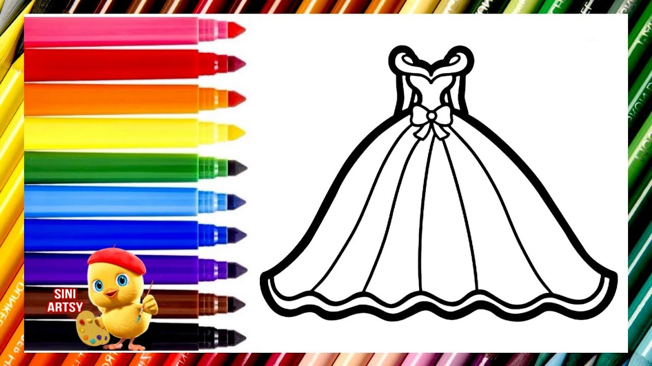 CUTE FROCK 👗 Drawing and Coloring for Kids and Toddlers - YouTube