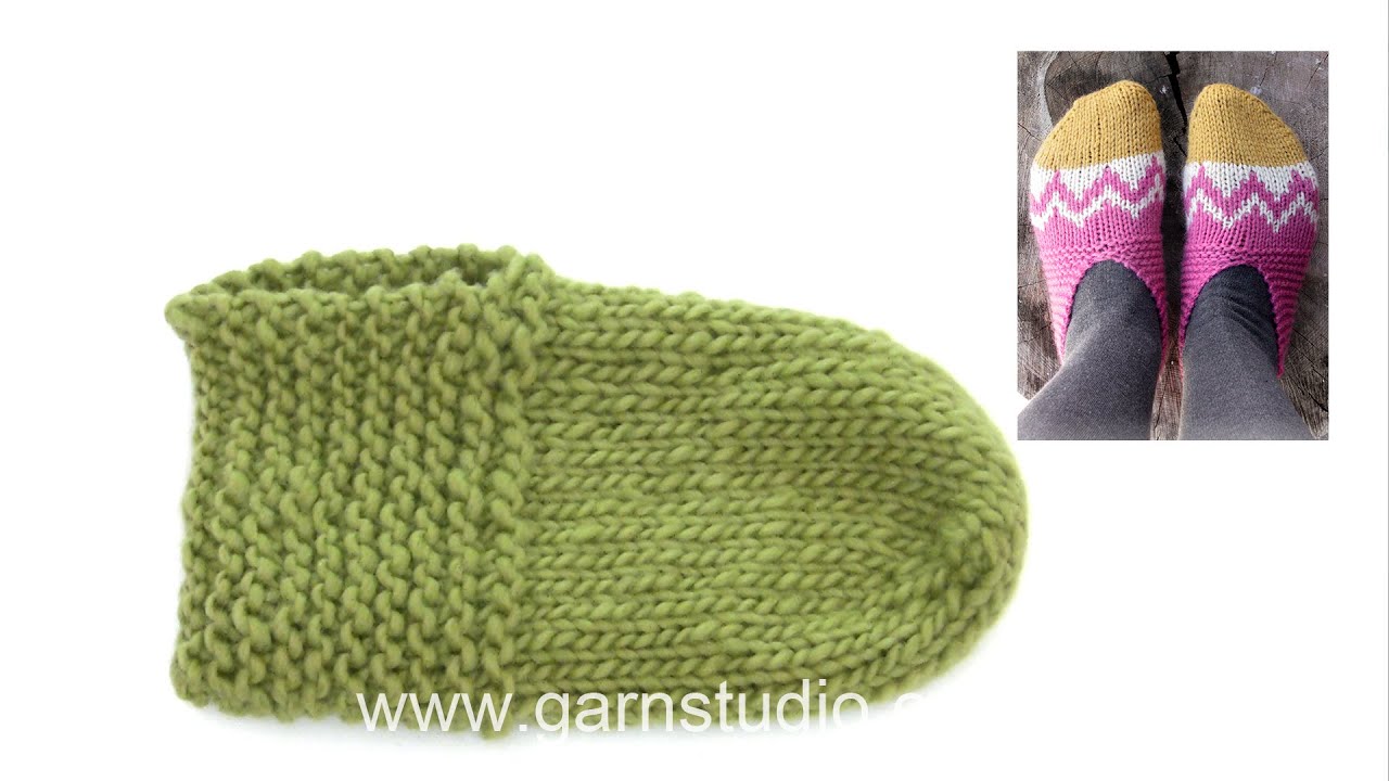 How to knit and assembly slippers in DROPS Extra 0-1247 - YouTube