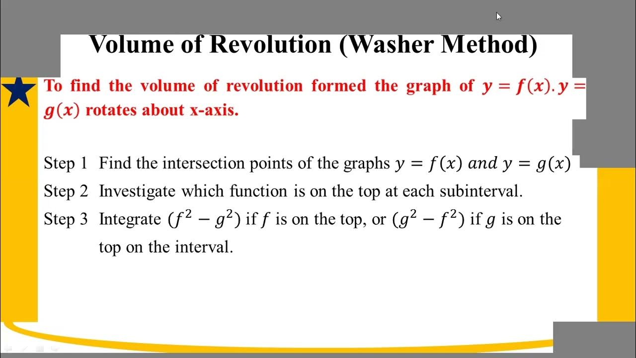 # Grade 12 Math (ch 11) Volumes by Washer Method - YouTube