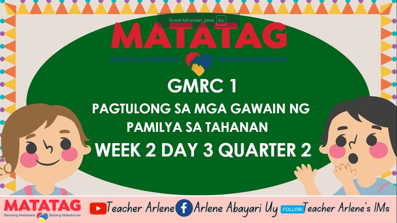 GMRC 1 Q2 WEEK 2 DAY 3 Pagtulong sa mga Gawain ng Pamilya sa Tahanan ...