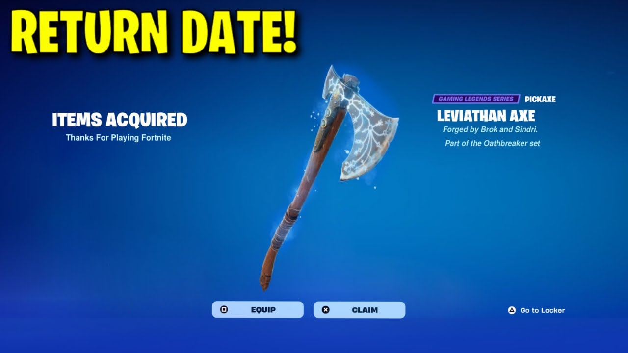 LEVIATHAN AXE RETURN DATE in FORTNITE ITEM SHOP! (Leviathan Axe Pickaxe ...